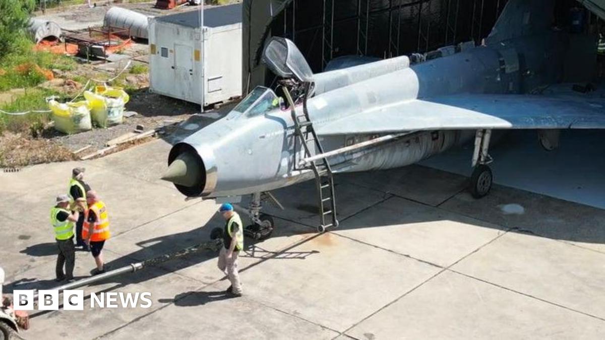 Lightning fighter jet on display after 'exciting' restoration - BBC News