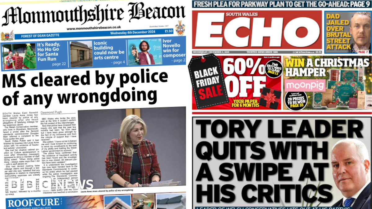 Wales' papers: Tory leader quits and MS cleared of wrongdoing - BBC News