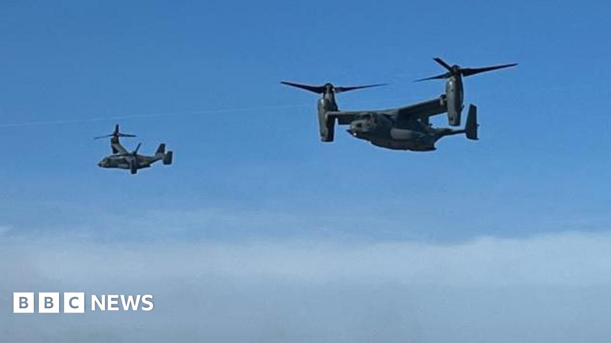 Osprey aircrew train with lifeboat for sea rescues off Norfolk - BBC News