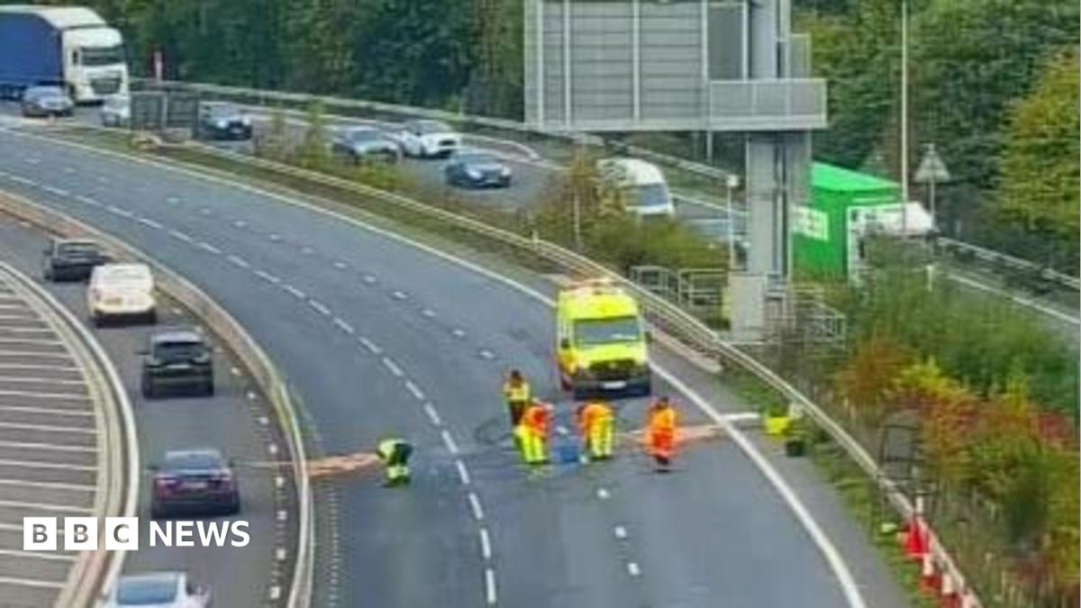 M27 reopens eastbound at Southampton Airport after lorries crash - BBC News