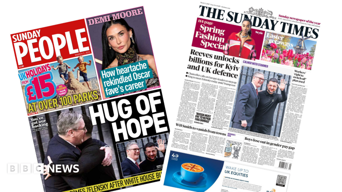 Newspaper headlines: 'Hug of hope' and 'billions for Kyiv and UK ...