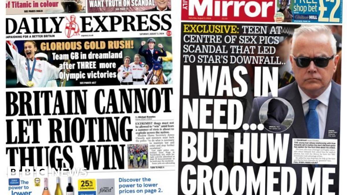 Newspaper headlines: 'Rioting thugs' and homes 'stand empty' - BBC News