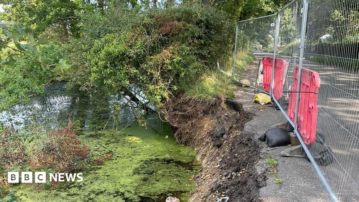 Hethersett road collapse may have been caused by heavy rainfall - BBC News