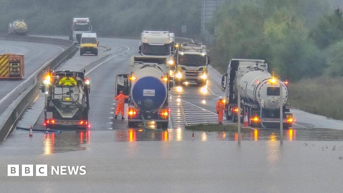 Work to reopen flooded A421 'extremely challenging' - BBC News