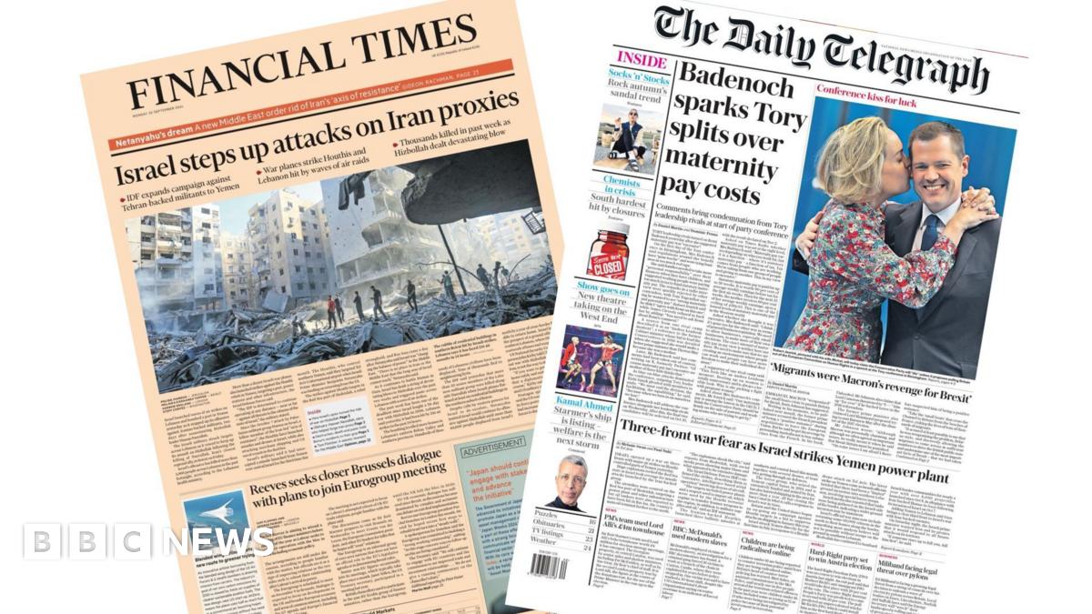 Newspaper headlines: 'Israel steps up attacks' and 'Tory maternity pay ...