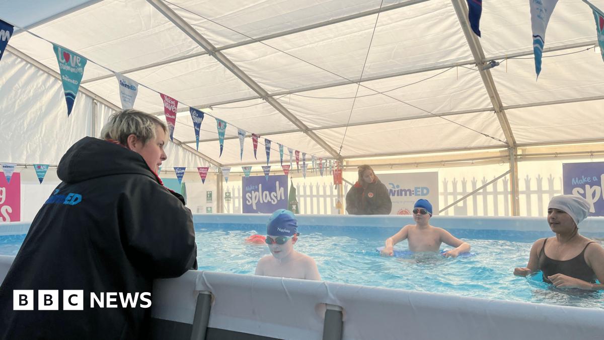 Peterborough primary installs 'pop-up pool' to encourage swimming - BBC ...