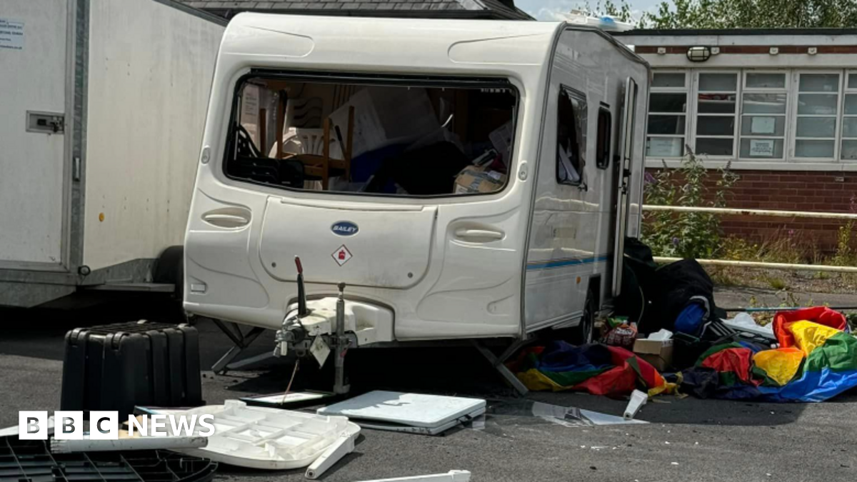 Stoke-on-Trent's Pride caravan broken into and vandalised - BBC News