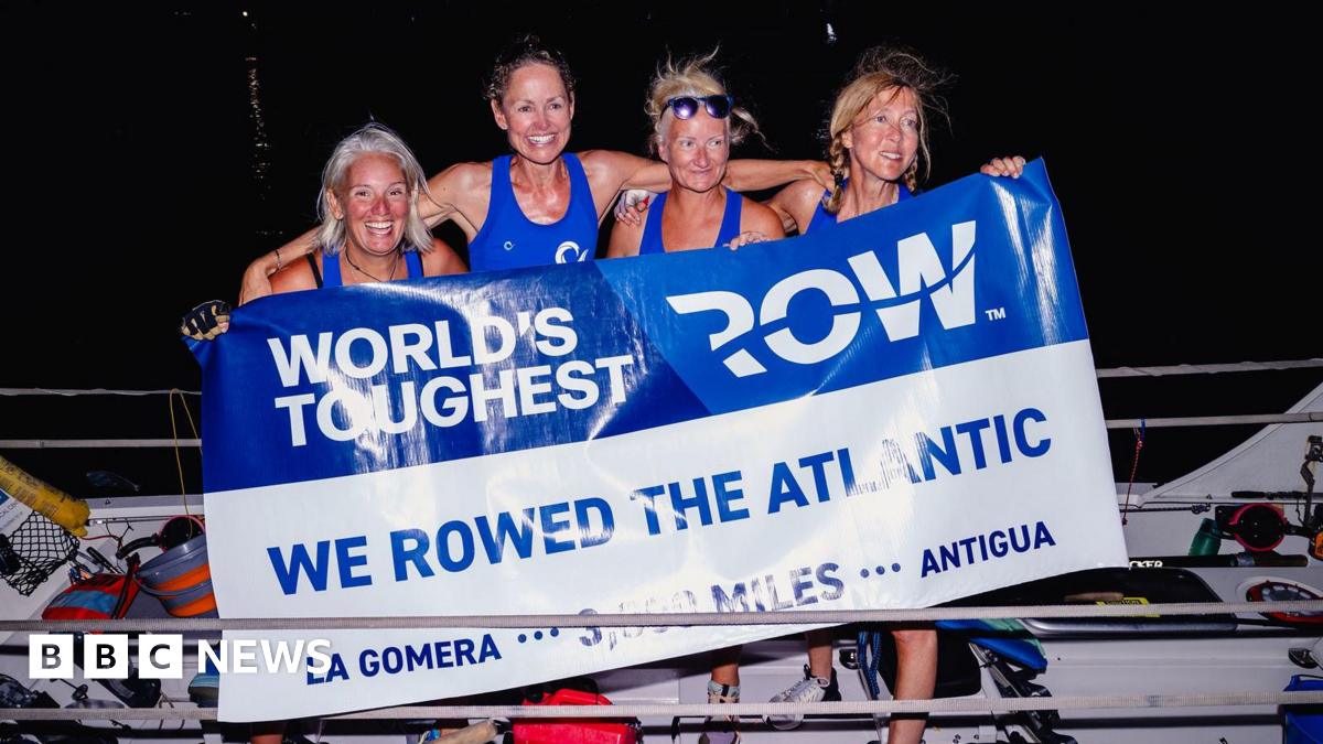 Crewe woman and friends win Atlantic rowing challenge - BBC News