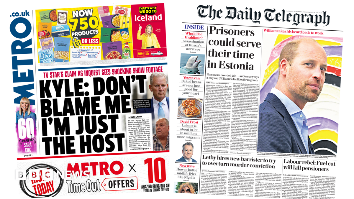 Newspaper headlines: Kyle 'just the host' and royal back-to-work beard ...