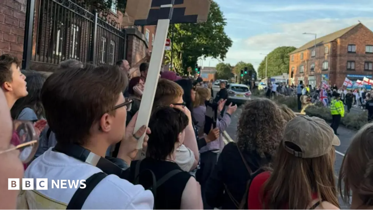 Worcester asylum hotel protester admits assaulting officer - BBC News