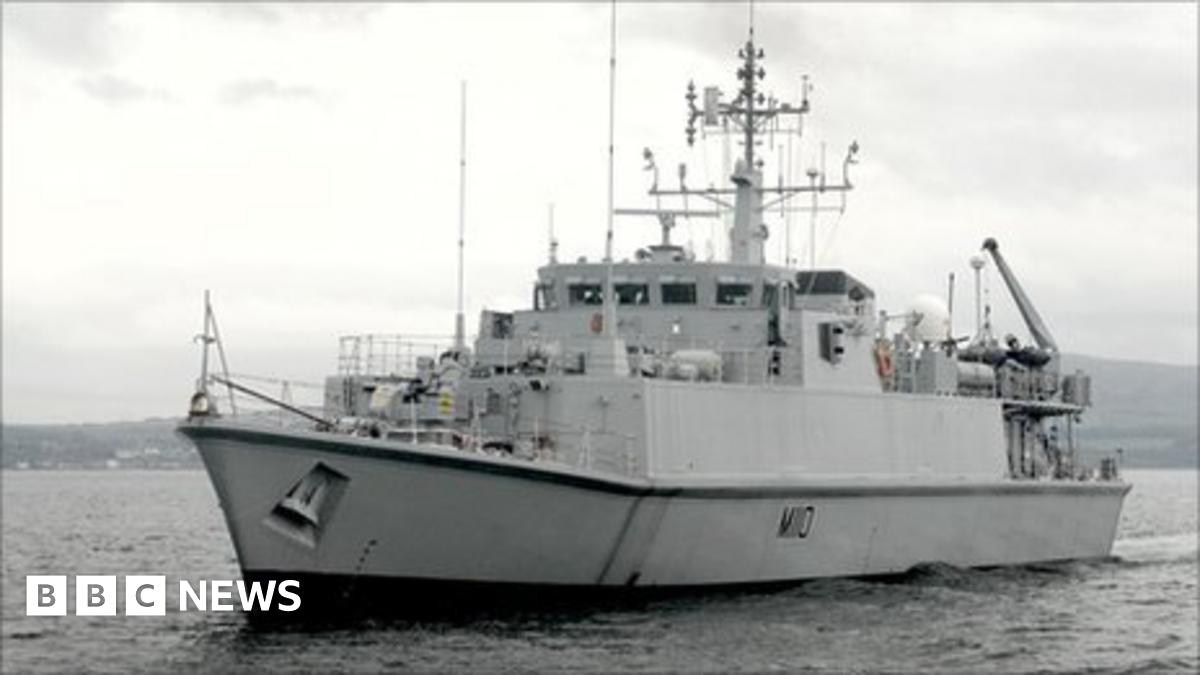 Plastic warship HMS Ramsey leaves Faslane for Gulf - BBC News