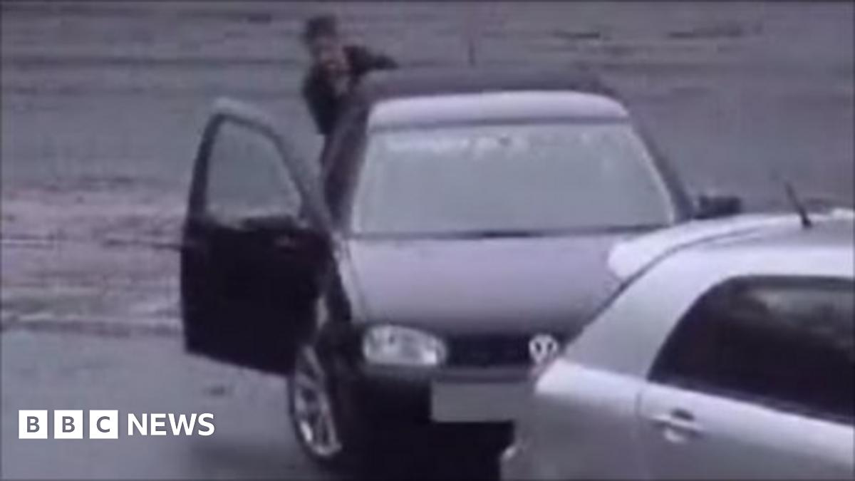 'Petrol thieves' seen on CCTV after running out of fuel - BBC News
