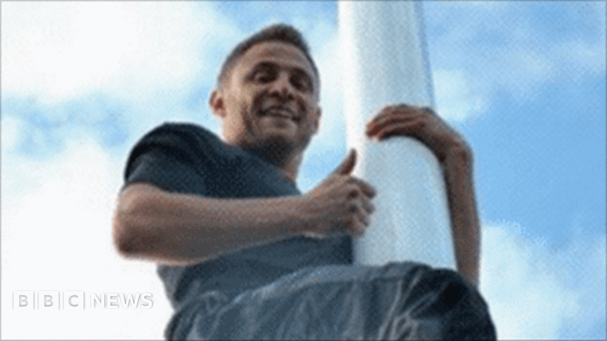 Climbing the Barwick maypole - a Whitsun tradition - BBC News