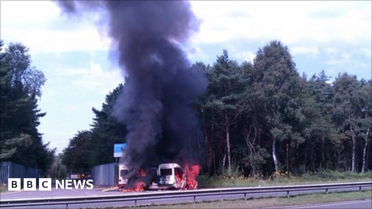Ambulance fire closes A338 Bournemouth Spur Road - BBC News