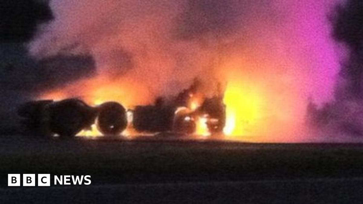 Lorry fire leads to traffic delays at Dromore - BBC News