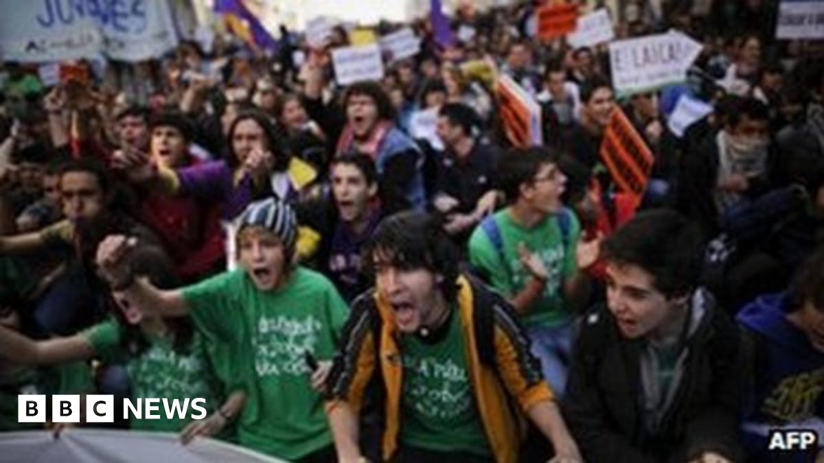 Thousands protest against European Union austerity cuts - BBC News