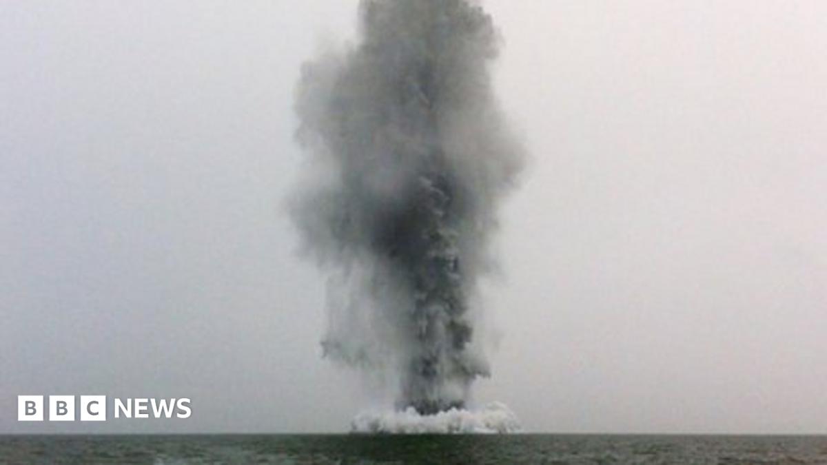 Huge explosion as experts detonate large WWII mine - BBC News