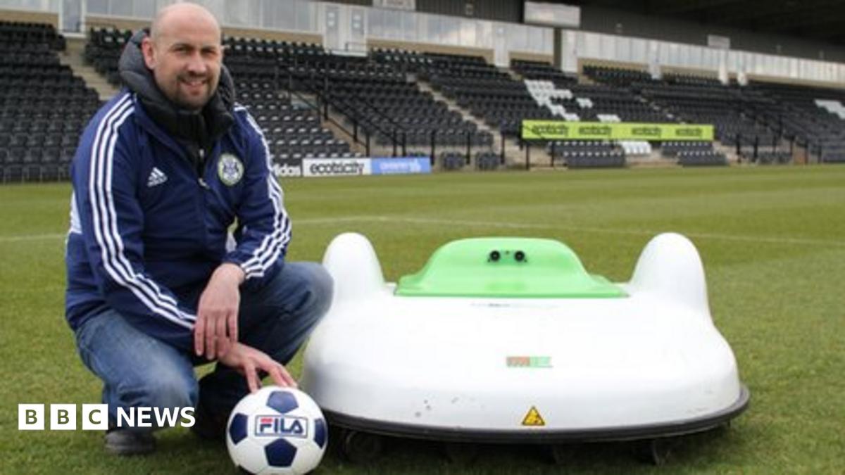 Robot lawn mower used by Forest Green Rovers football club - BBC News