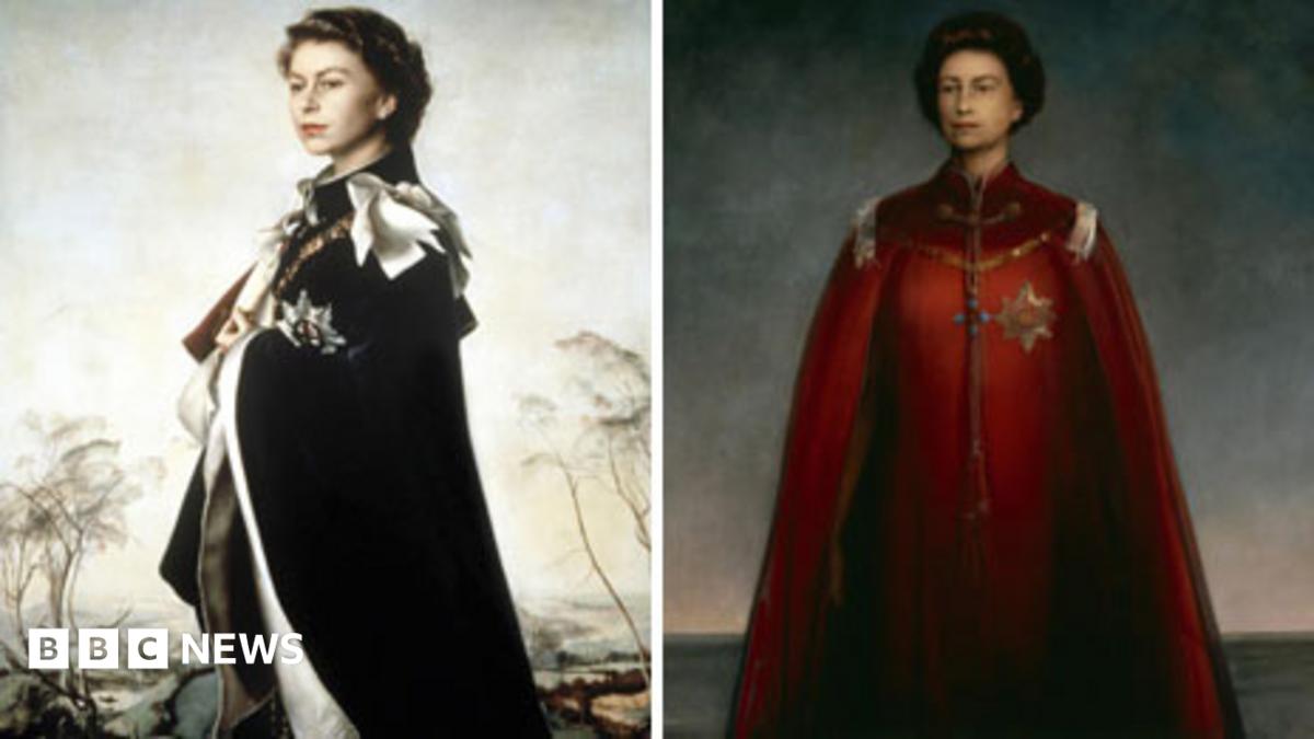 Queen paintings reunited at National Portrait Gallery - BBC News