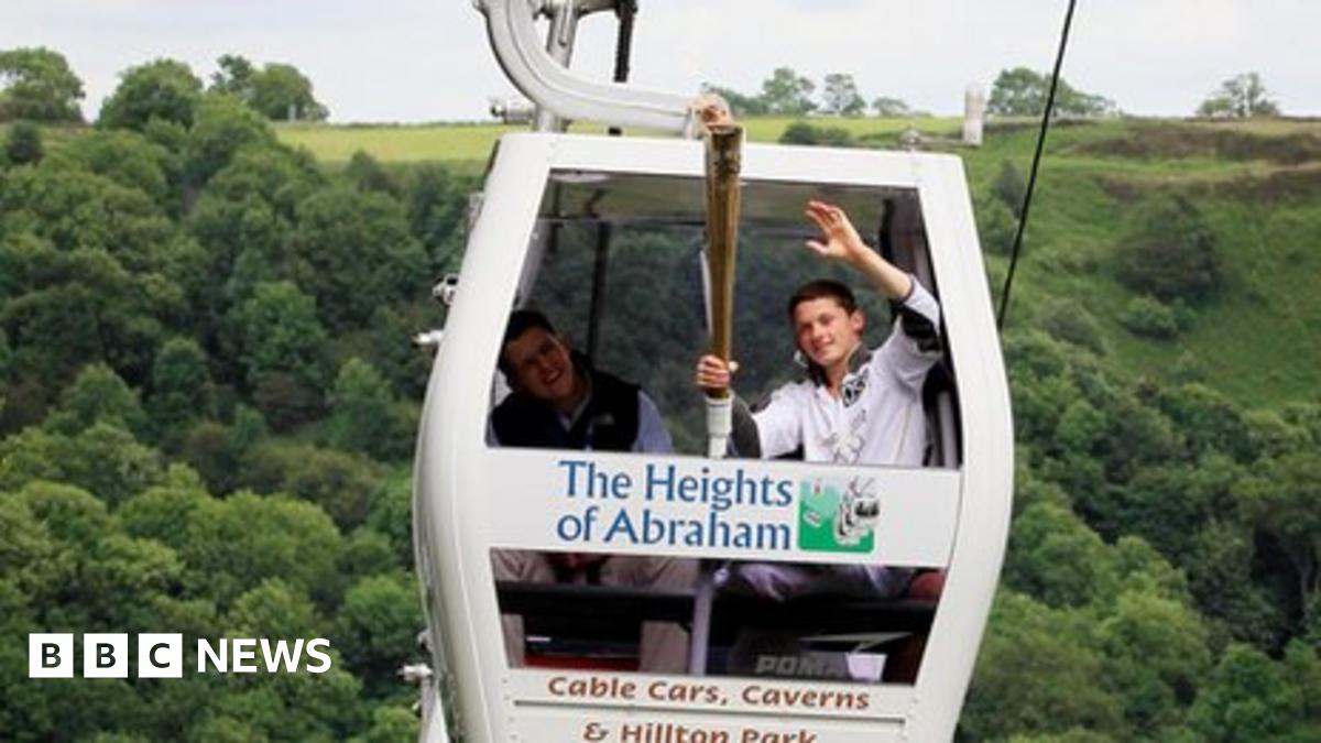 Olympic torch: Flame travels by cable car and visits Chatsworth - BBC News