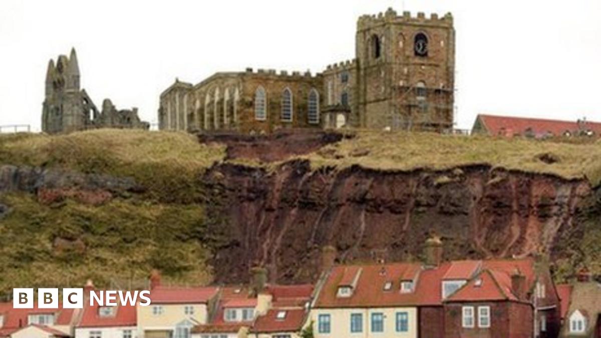 Whitby landslip exposes human bones at 'Dracula graveyard' - BBC News