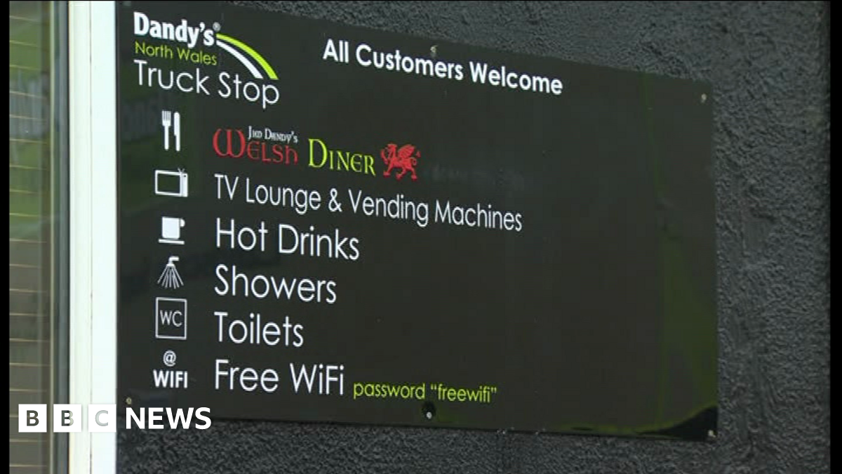 Deeside truck stop opens with 24/7 facilities for 50 HGVs - BBC News