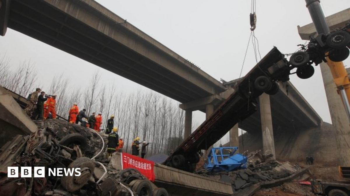 China fireworks truck blast causes deadly road collapse - BBC News