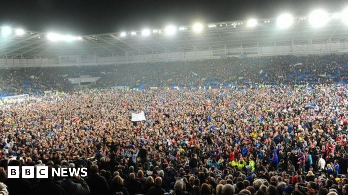 Cardiff City fans celebrate first promotion to Premier League - BBC News