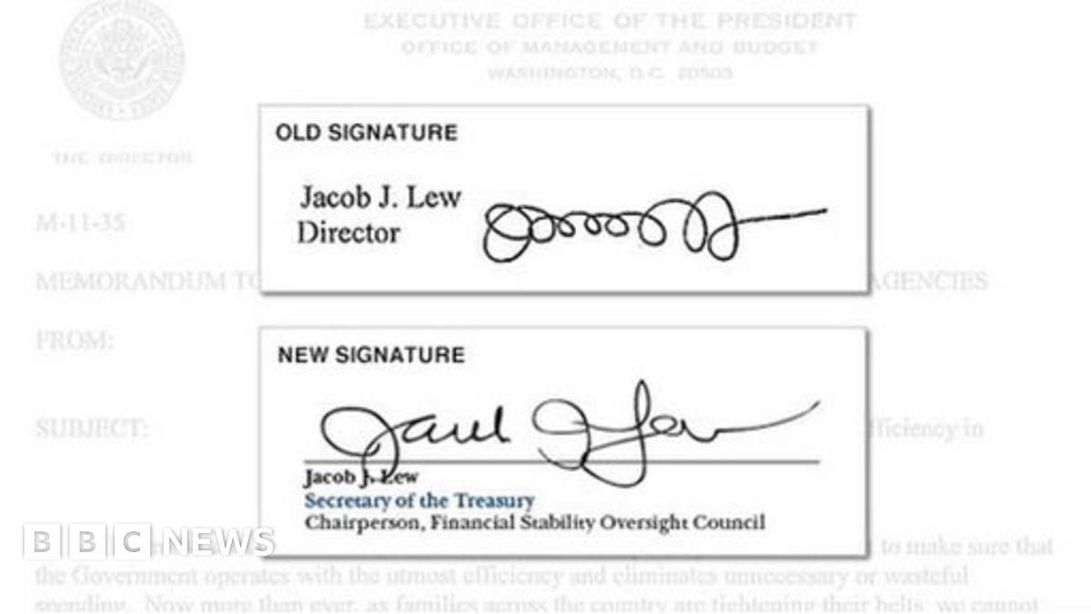 US Treasury Secretary makes loopy signature clearer - BBC News