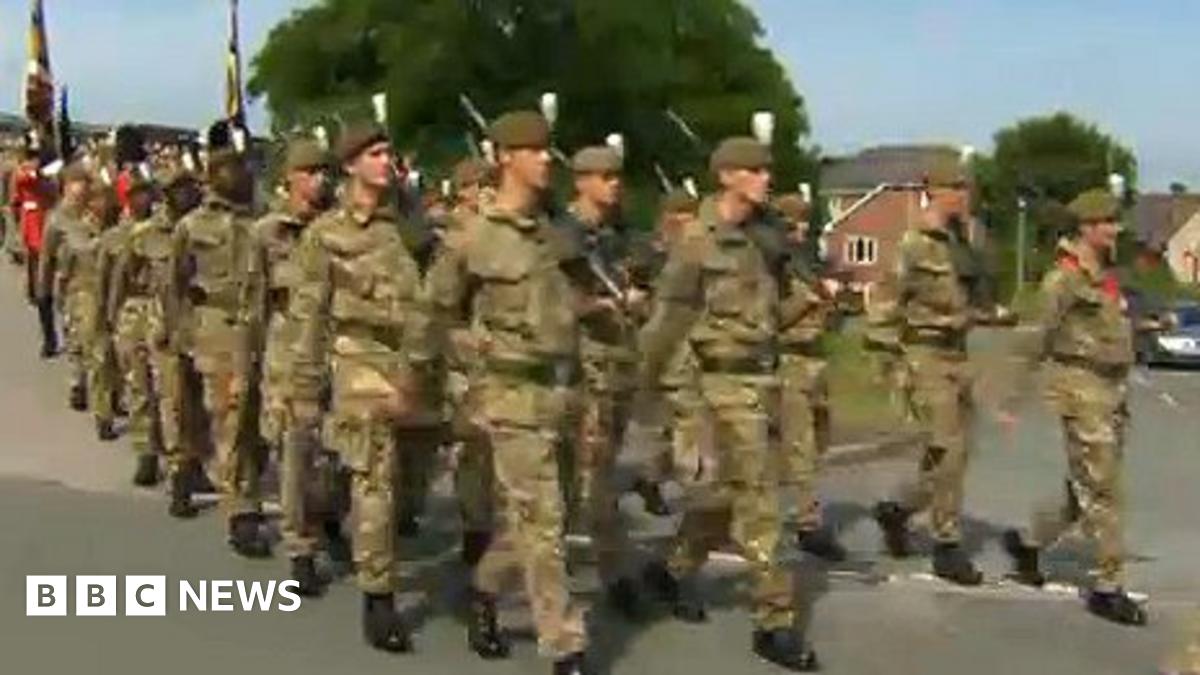 Royal Welsh ends tradition at Hightown Barracks, Wrexham - BBC News