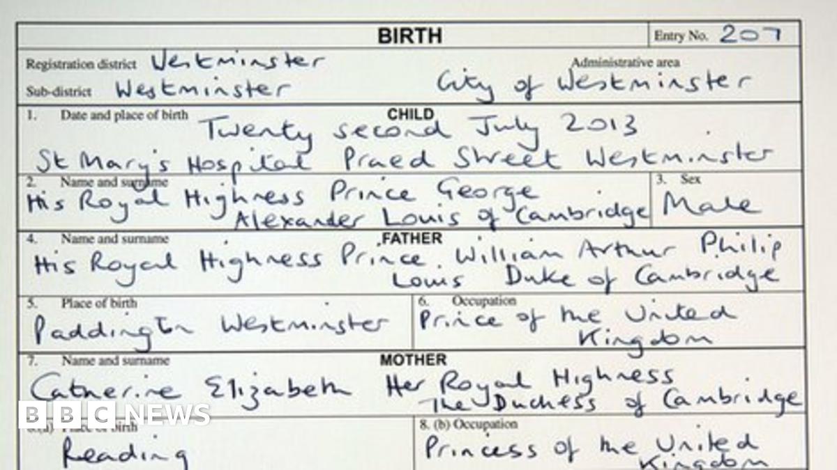 Prince George's birth officially registered - BBC News