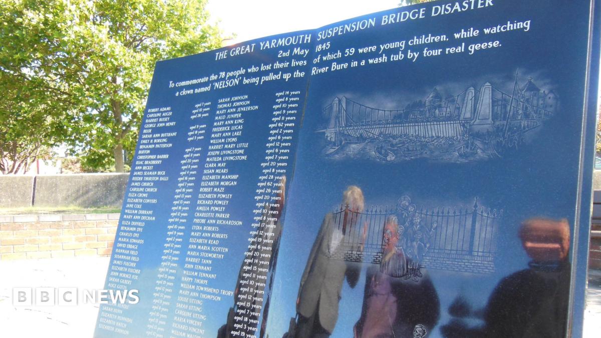 Great Yarmouth suspension bridge disaster memorial unveiled - BBC News