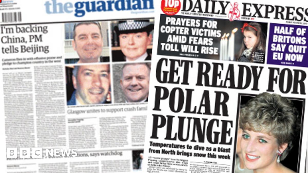 Newspaper review: PM's China visit and crash victims - BBC News