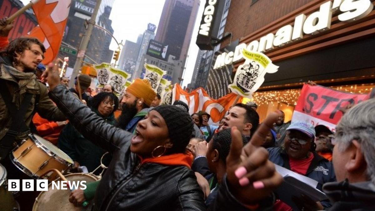 US fast-food workers stage nationwide strike - BBC News