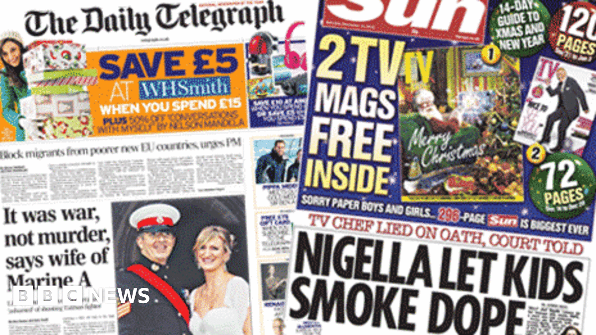 Front pages: Marine A's wife speaks out in press - BBC News