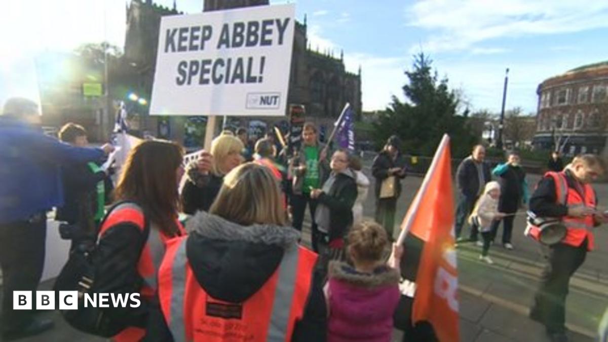 Protest over Rotherham Abbey Special School 'restructuring' - BBC News
