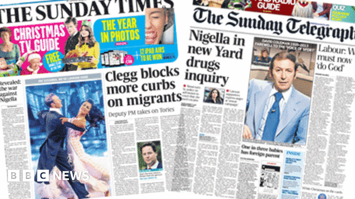 Newspaper review: Migration and more Nigella in papers - BBC News