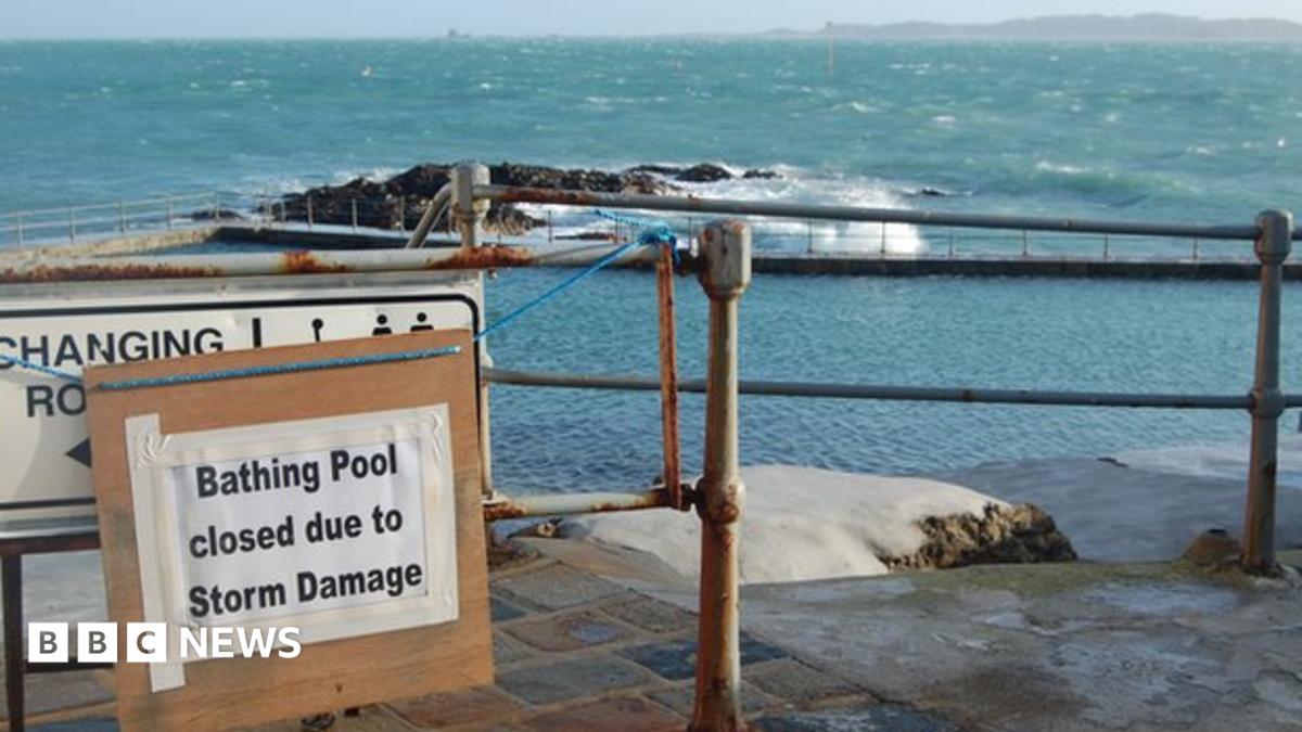 Guernsey's Bathing Pools undergo repairs after storms - BBC News