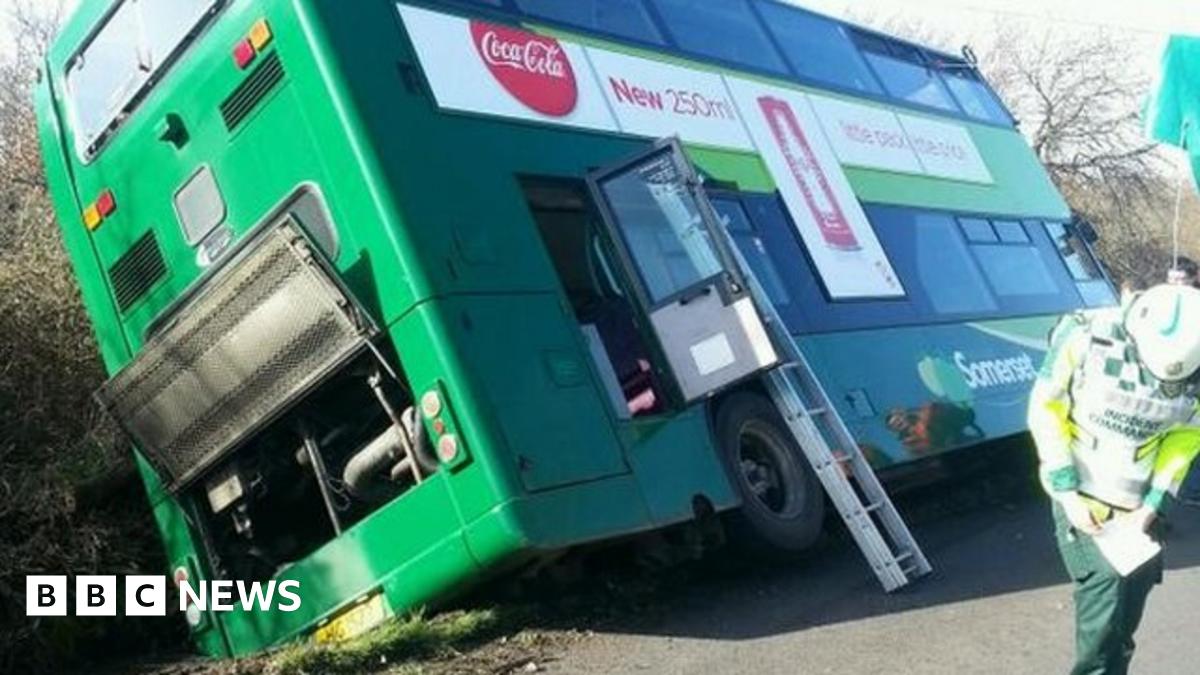 Somerset double-decker bus crashes into ditch - BBC News