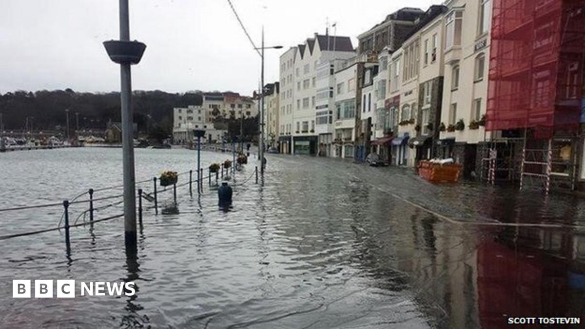 Channel Islands flooded after 'highest tide of the year' - BBC News