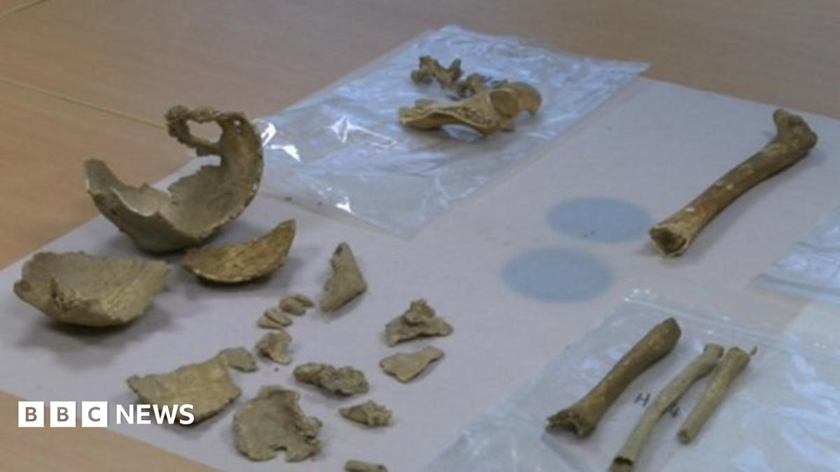 Storms expose ancient human remains on Cornish beach - BBC News