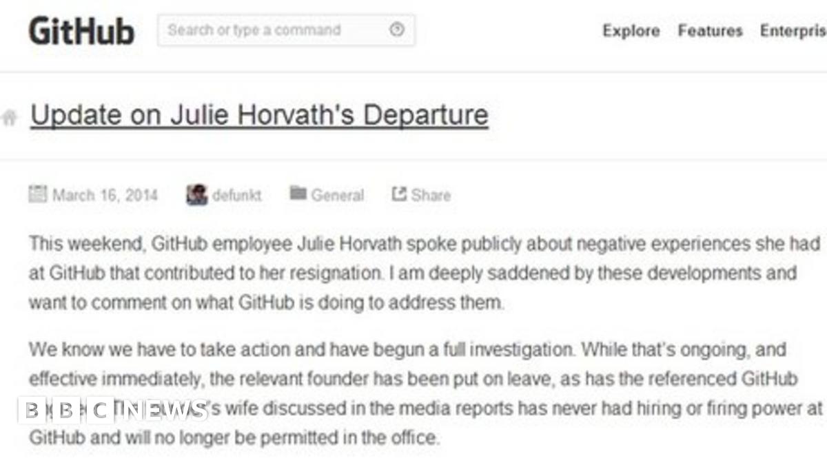 Code platform GitHub suspends founder over harassment - BBC News
