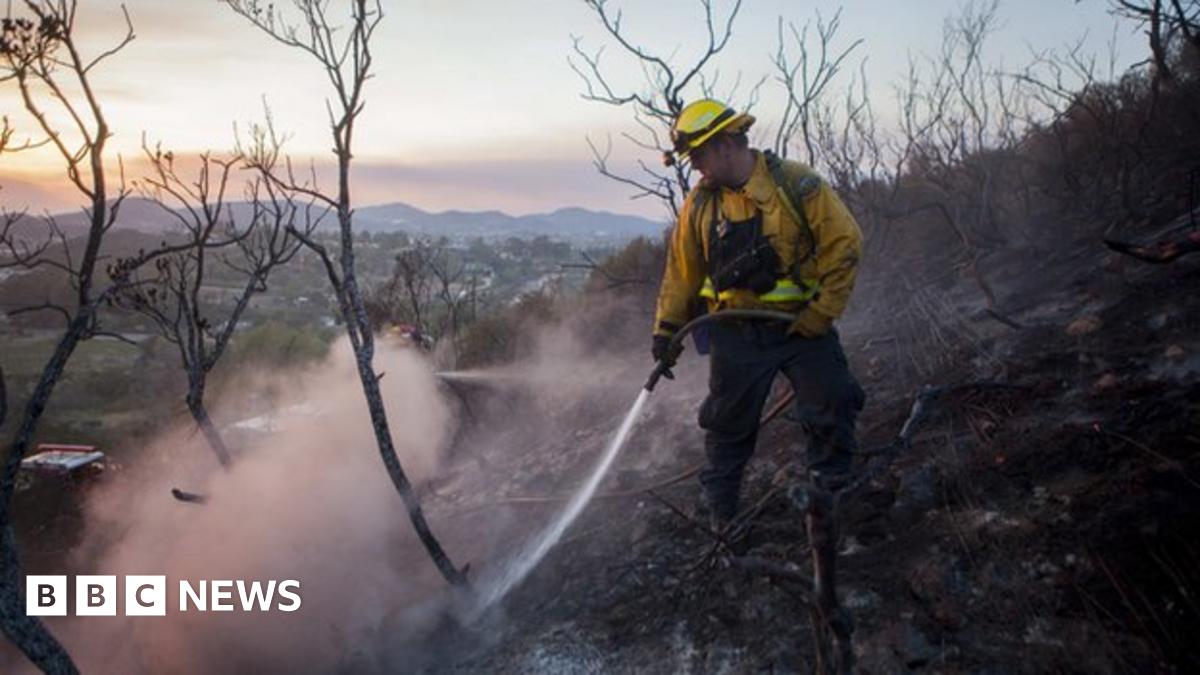 California wildfires rage overnight - BBC News