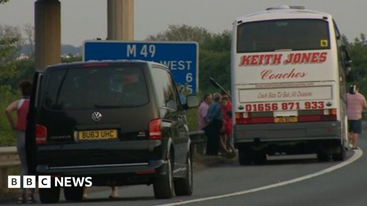 Boy seriously hurt in fall from coach at M4 and M49 junction - BBC News