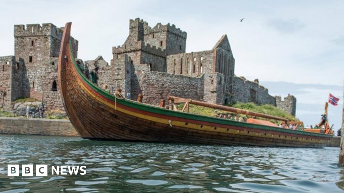 Largest replica Viking longship ever built visits Isle of Man - BBC News