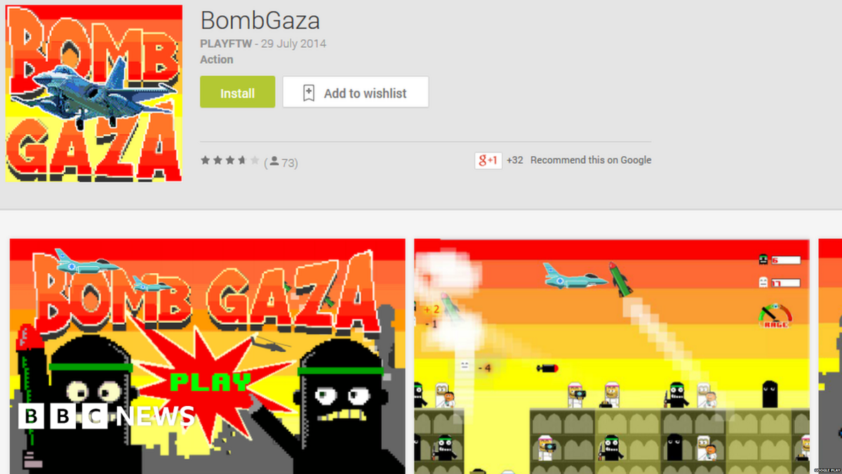 Google Play takes down 'Bomb Gaza' game - BBC News