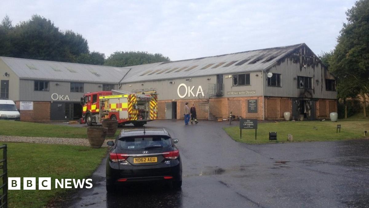Fire tackled at Oka furniture store at Froxfield - BBC News