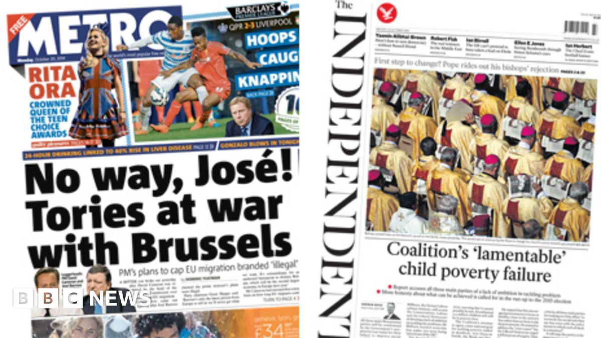 Newspaper headlines: EU migration and child poverty - BBC News