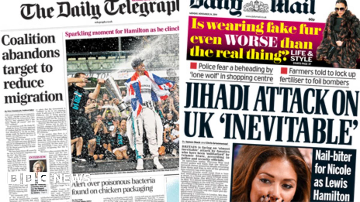 Newspaper headlines: "Scrapped migration targets" and jihadist attack ...