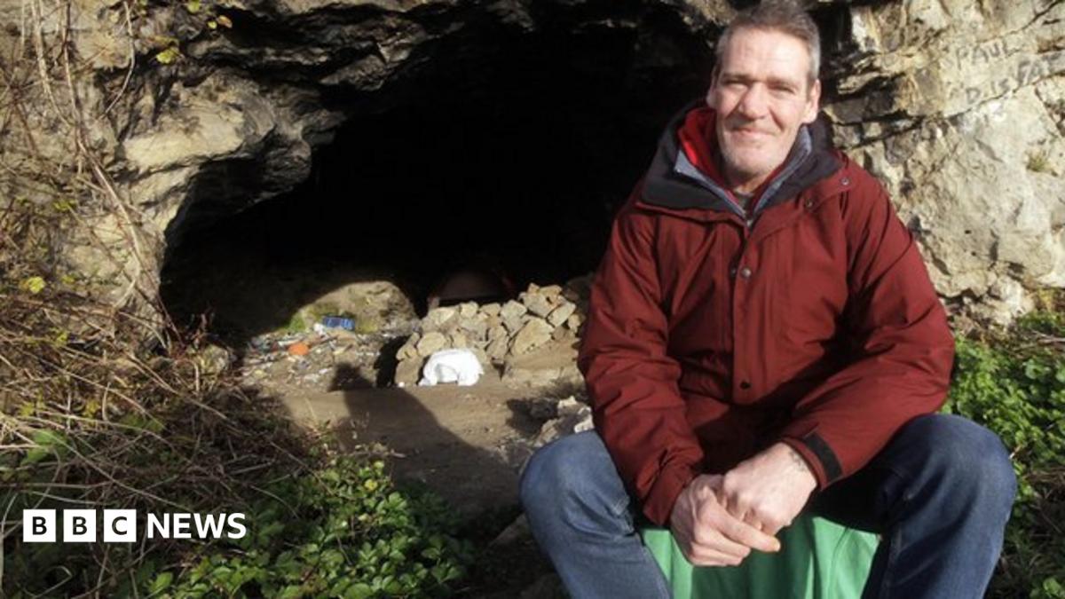 Homeless man in cave in Llandudno given a home - BBC News